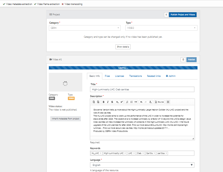 Videos / deposit: allow uploading a video file to and empty video ...