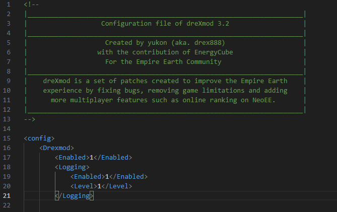 dreXmod.config formatting · Issue #2 · EE-modders/Empire-Earth-Setup · GitHub