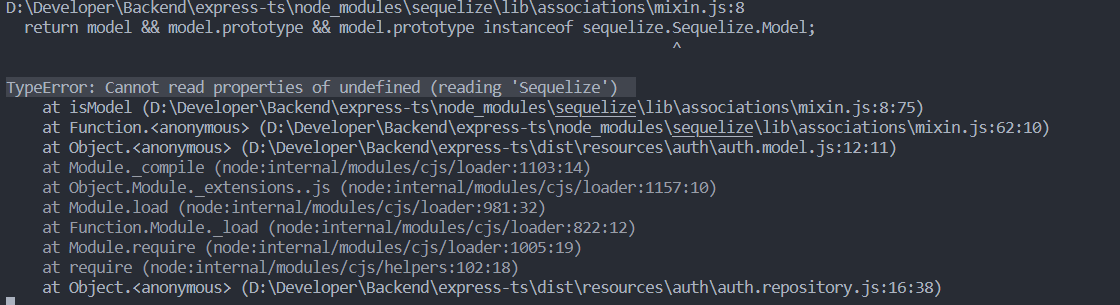 TypeError: Cannot read properties of undefined (reading 'Sequelize') · sequelize sequelize ...