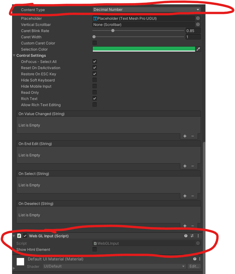 TextMeshPro Input Field doesn't exclude letters with content type set on Decimal Number · Issue ...