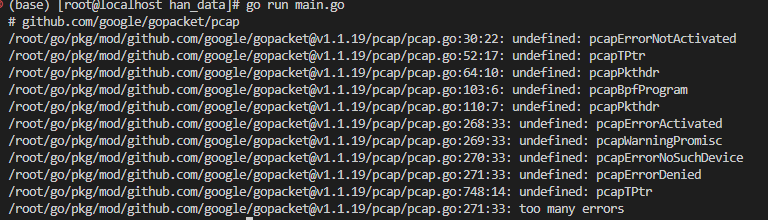 centos gopacket1.1.19 undefined: pcapErrorNotActivated · Issue #1101 · google/gopacket · GitHub