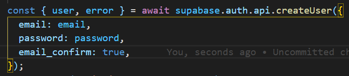 `createUser` method returning `User not Allowed` · supabase ...