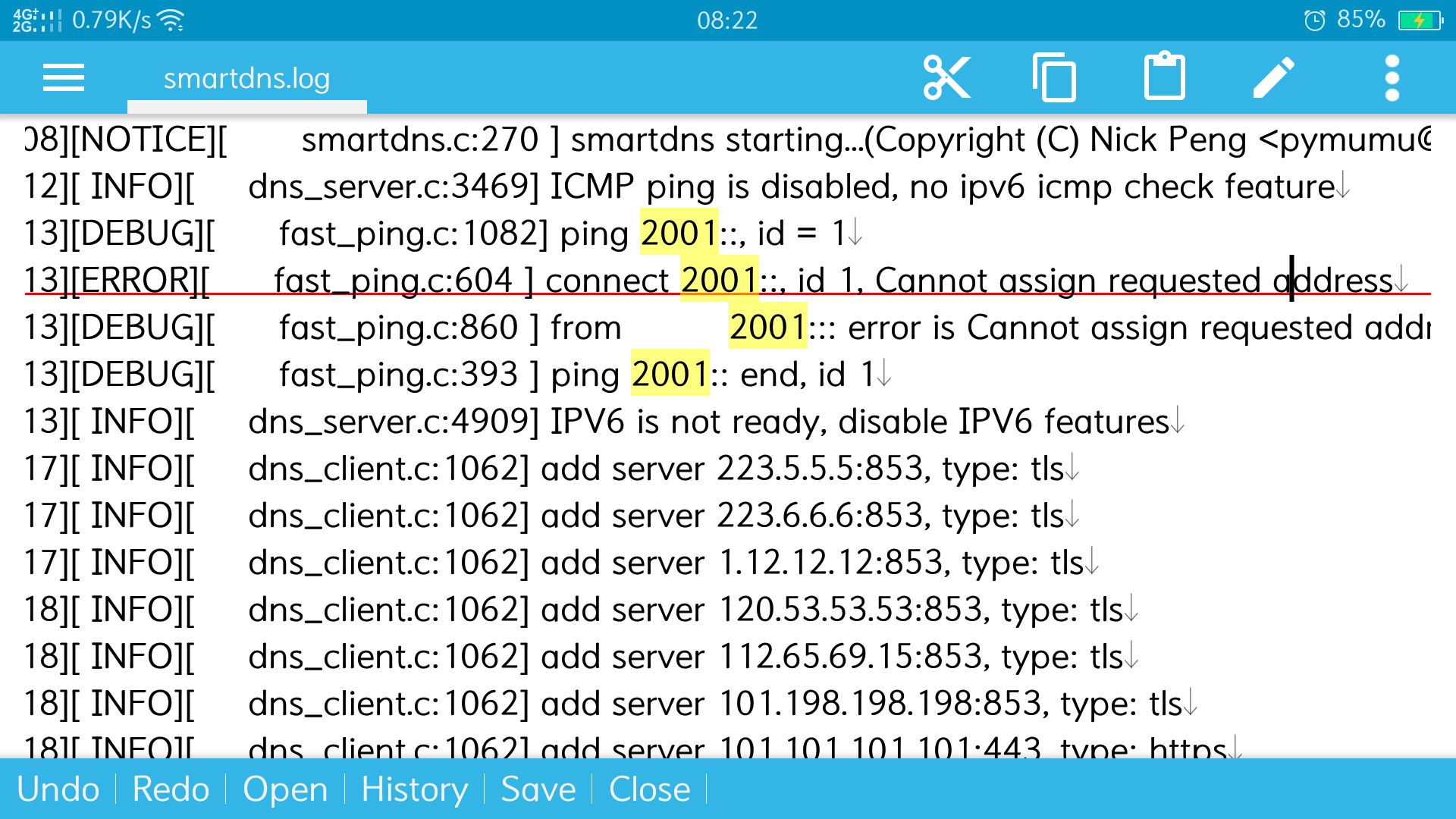 ERROR日志：connect 2001::, id 1, Cannot assign requested address · Issue #952 · pymumu/smartdns ...