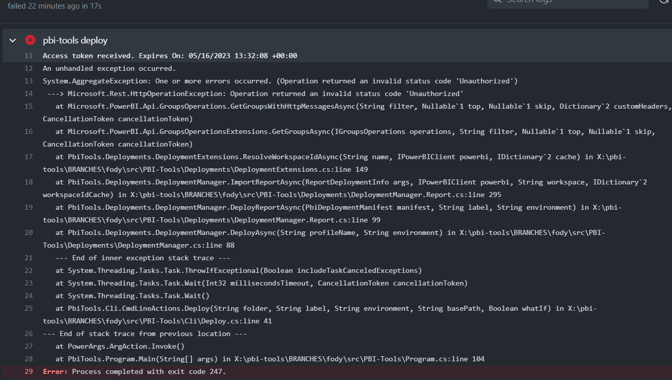 An unhandled exception occurred. System.Exception: Process has terminated · Issue #78 · pbi ...