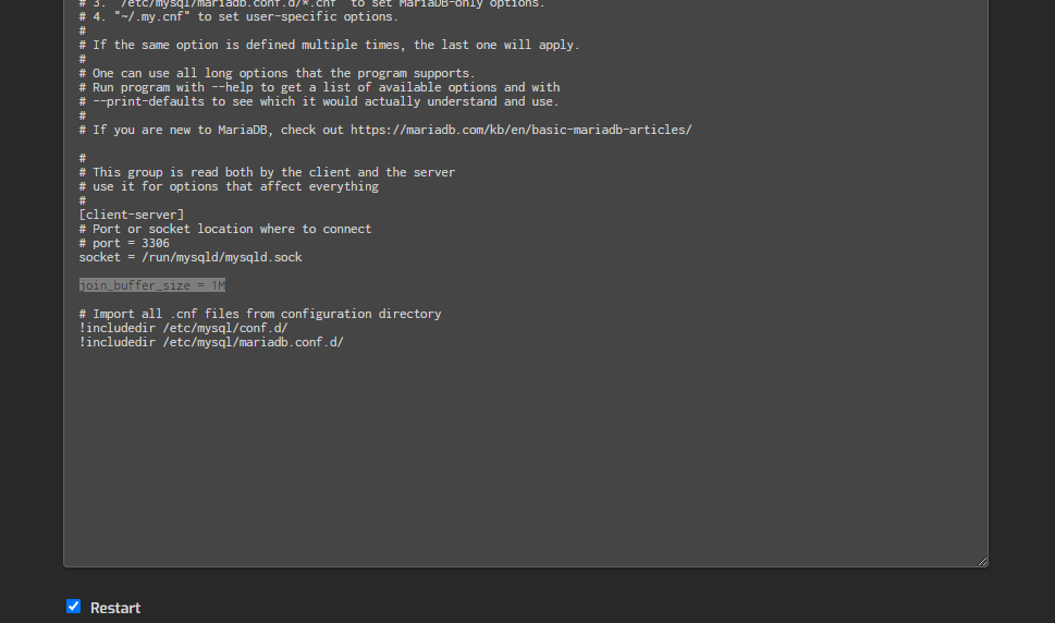MariaDB service is running while from GUI is showing stopped after edit ...