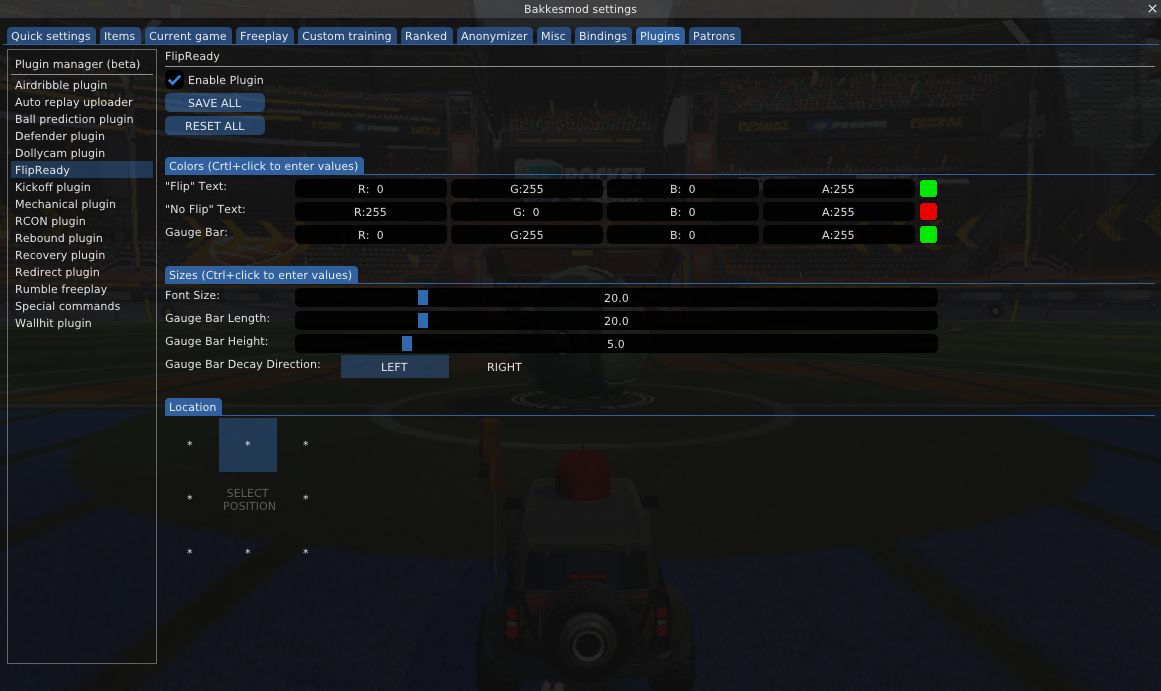 GitHub - KieranCanter/FlipReady: Rocket League BakkesMod Plugin. Text/gauge bar indicator that ...