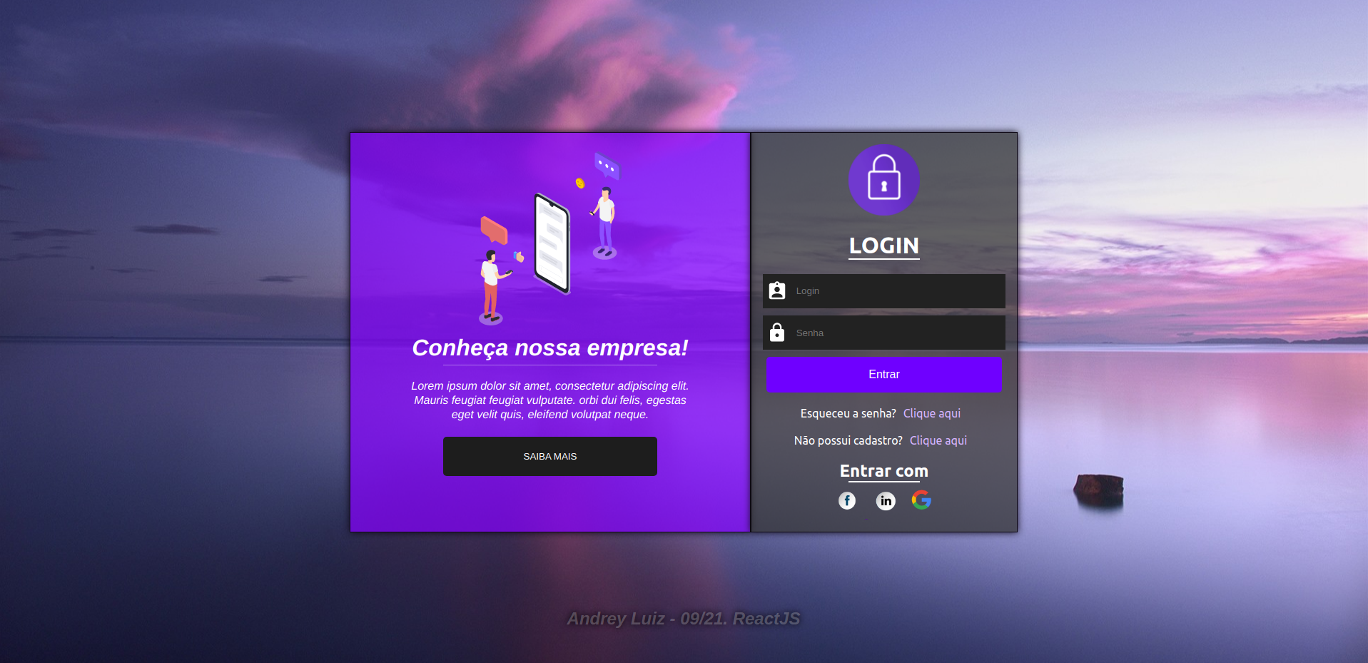 GitHub - AndreyLsantos/Login-reactJS