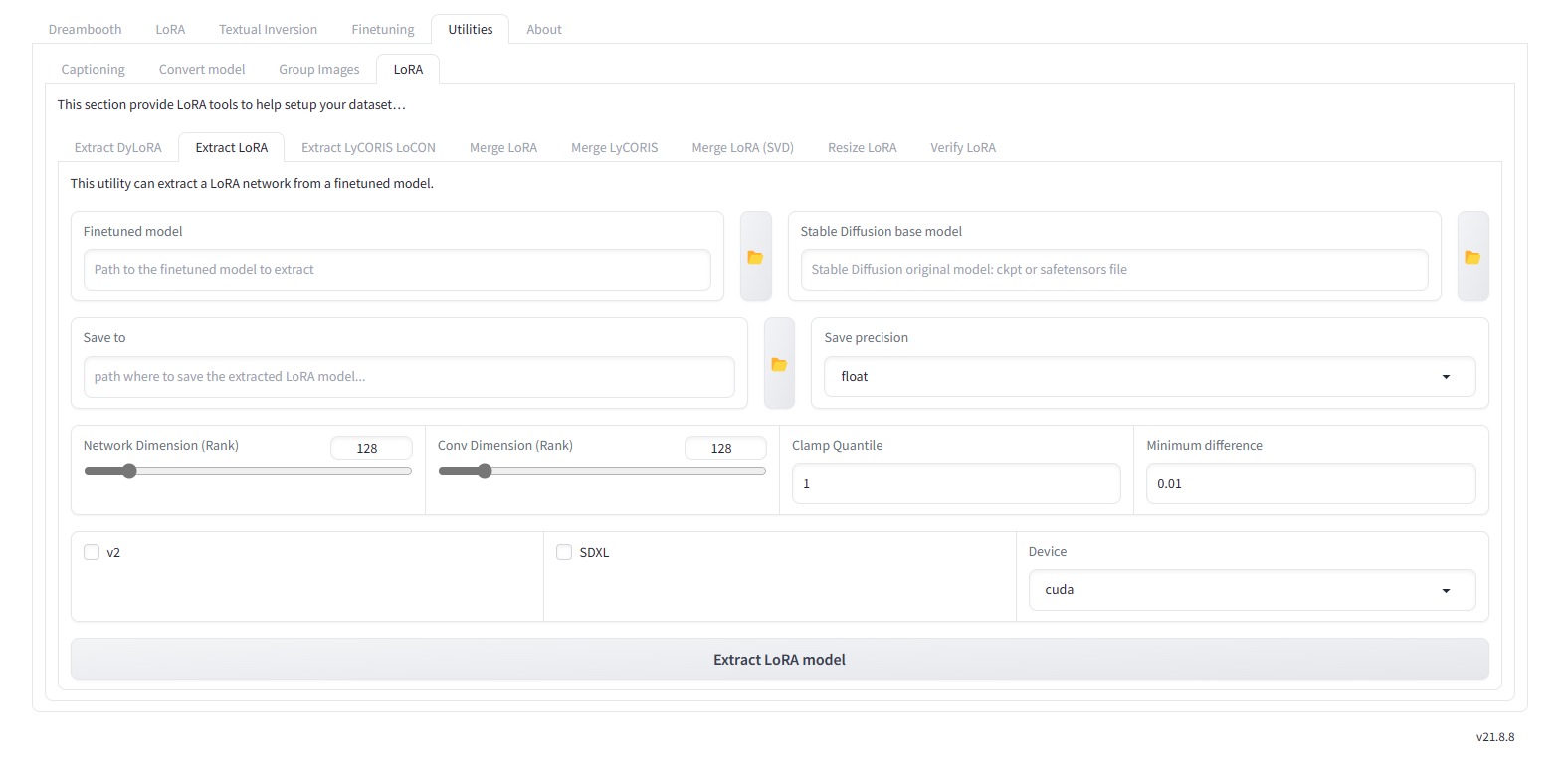 How can I extract a lora from two sdxl models? · Issue #1422 · bmaltais/kohya_ss · GitHub