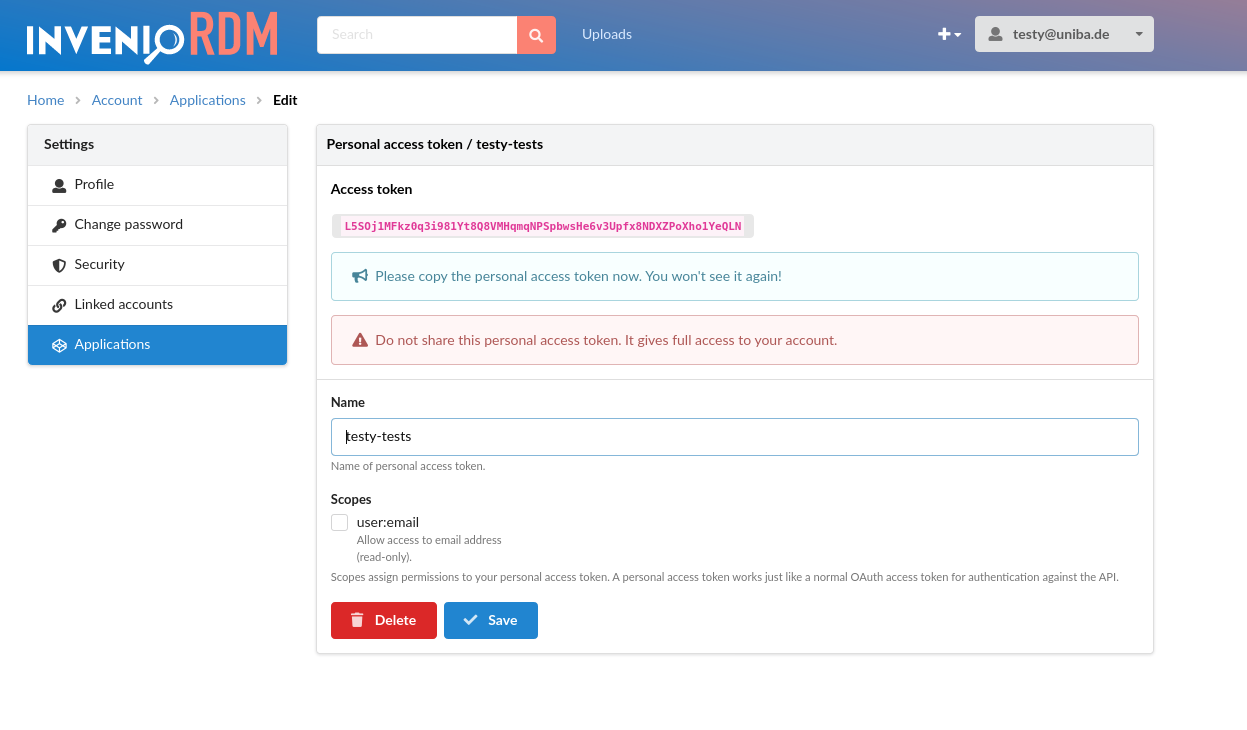 Creating access token via ui does not lead back to the application overview · Issue #1143 ...