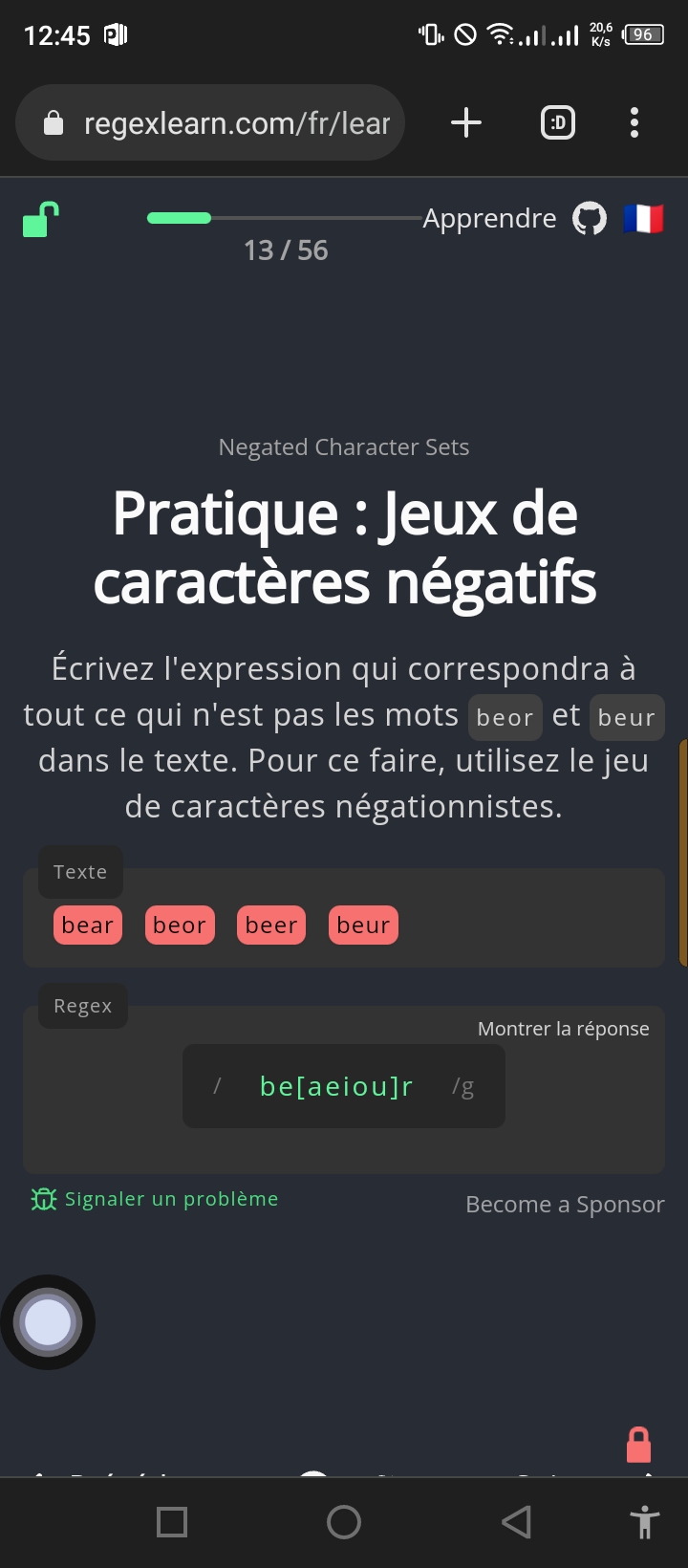 J'ai remplis les conditions demandées mais vous n'avez pas accepté ma réponse. C'est un bug ou ...