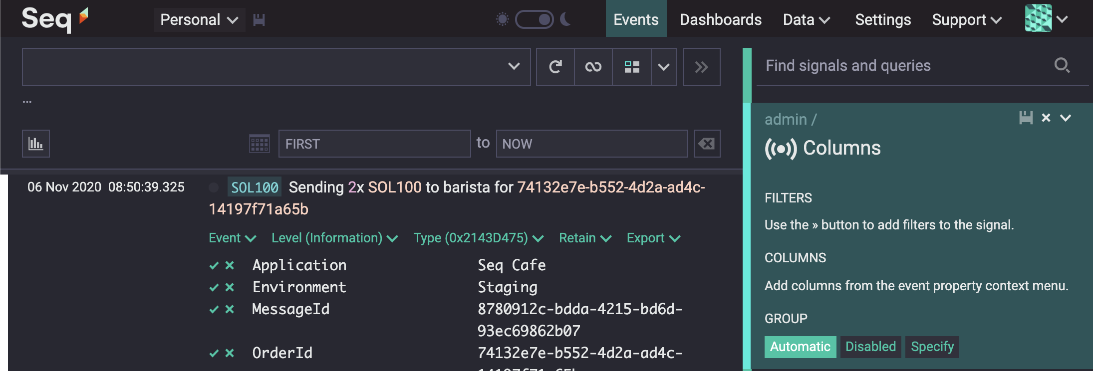 Sometimes Columns Come Back After Deleting Them From Signal · Issue 1057 · Datalustseq