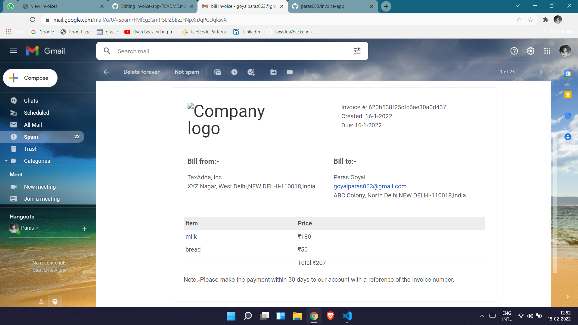 GitHub - paras063/invoice-app