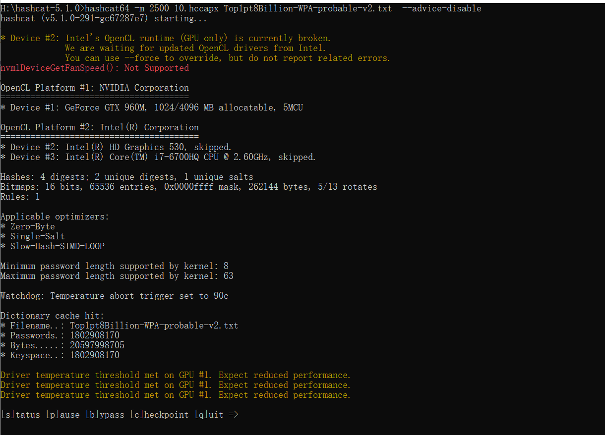 nvmlDeviceGetFanSpeed(): Not Supported win10 +hashcat-5.1.0+291.7z ...
