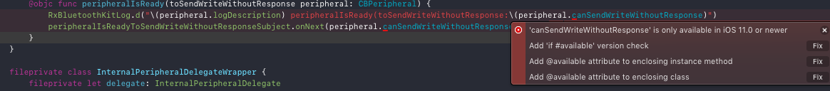 iOS 13 - canSendWriteWithoutResponse is only available in iOS 11 or higher. · Issue #545 ...