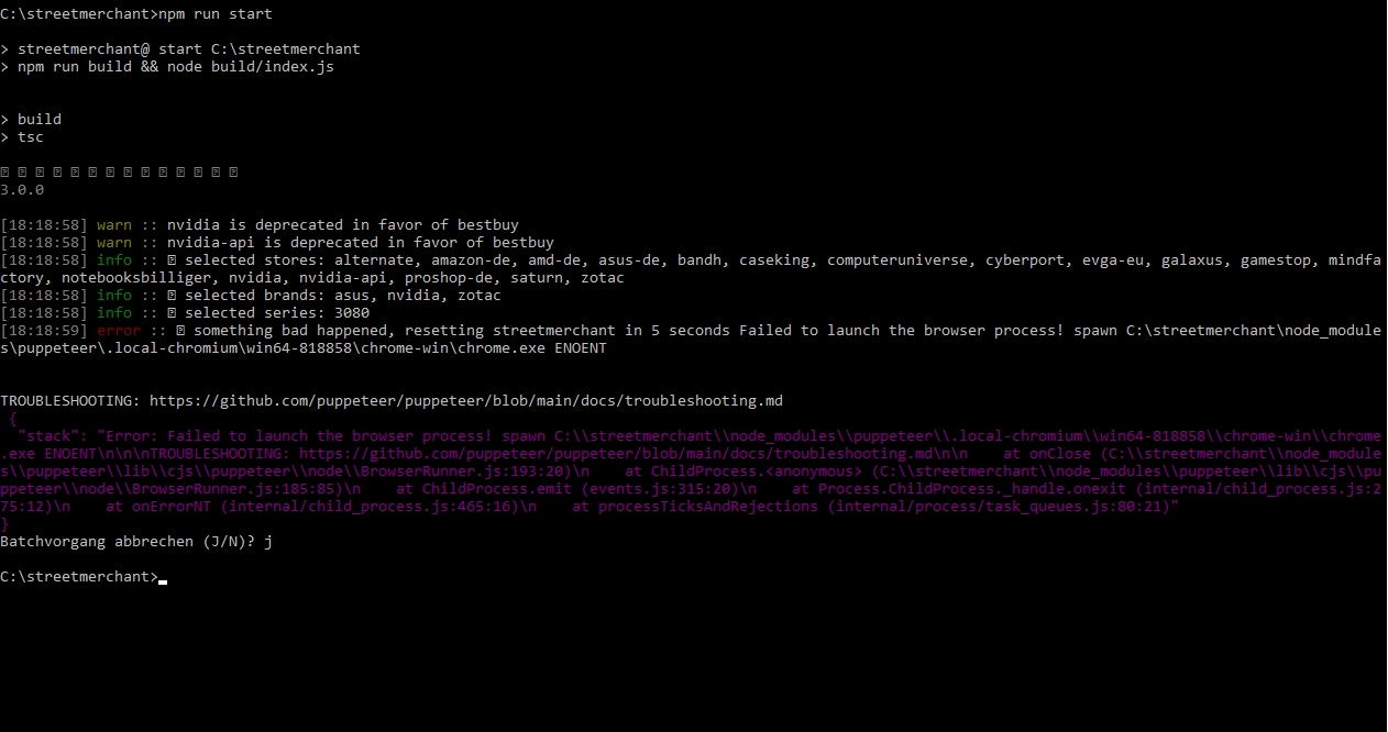 Failing to lauch to the browser · Issue #866 · jef/streetmerchant · GitHub