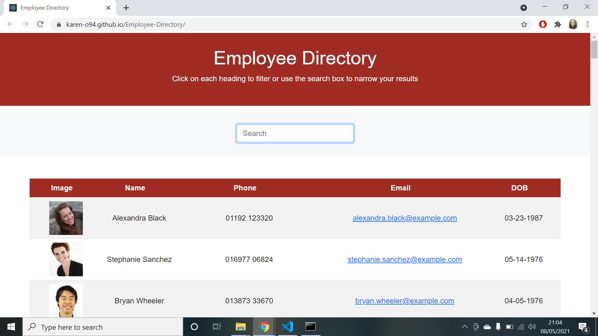 GitHub - Karen-O94/Employee-Directory: A React App that will allow ...