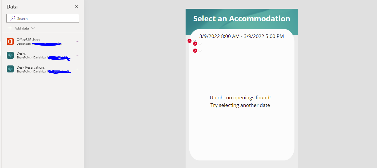 Desk Reservation - Code did not work - No data · Issue #43 · aprildunnam/PowerApps · GitHub