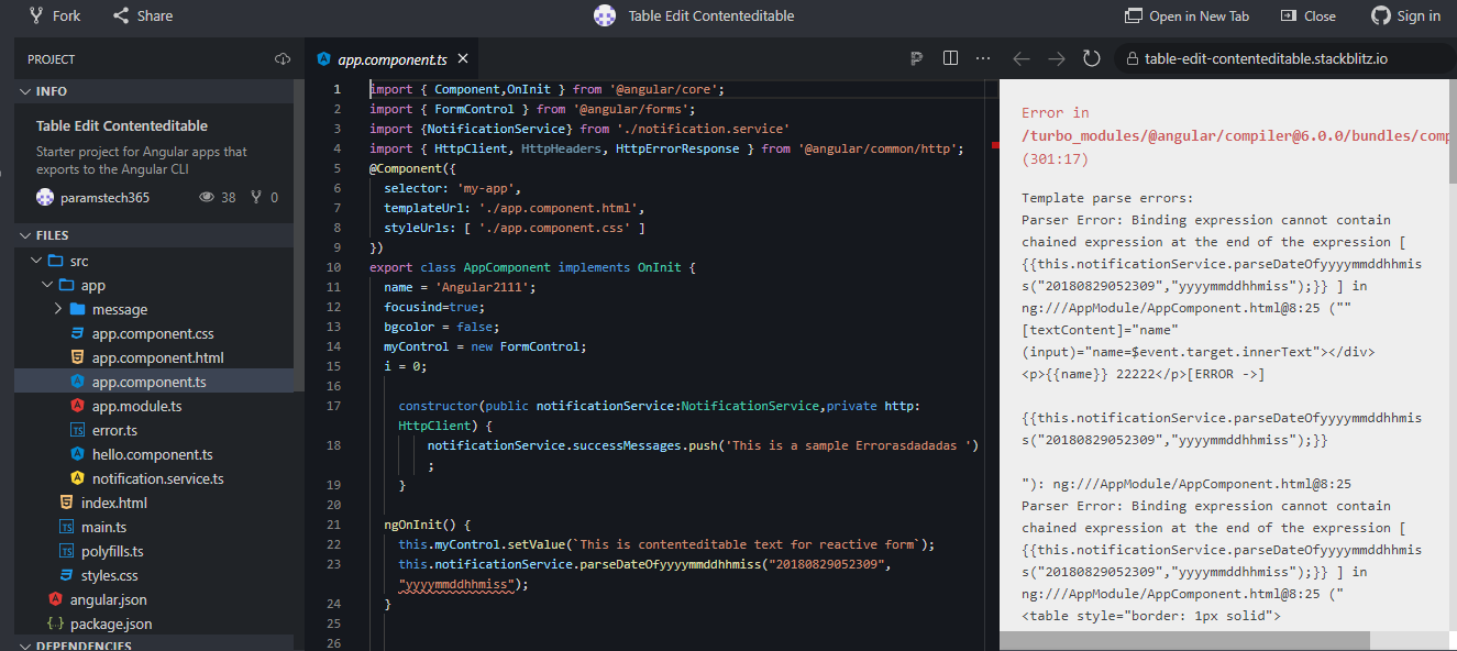 Error · Issue 2195 · Stackblitz Core · Github
