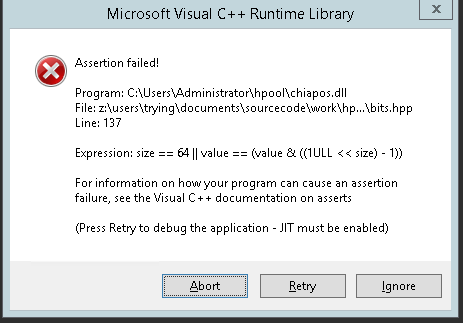 ERROR Microsoft Visual C++ closed · Issue #445 · h9-dev/chia-miner · GitHub