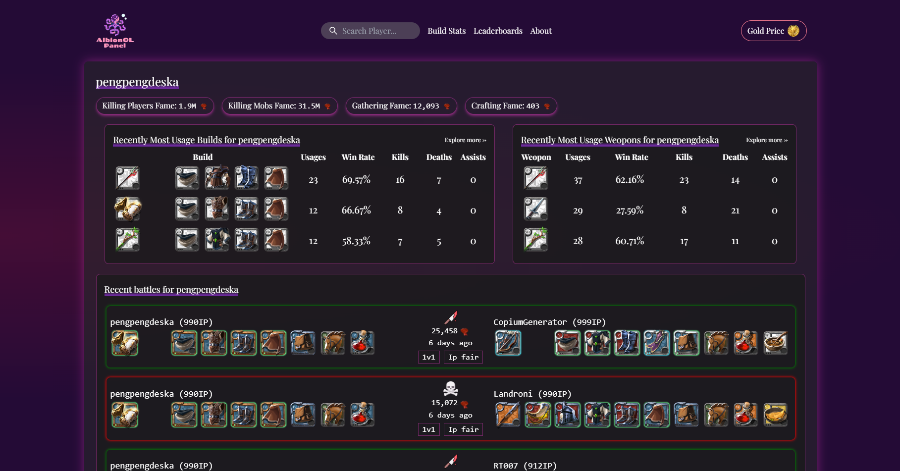 GitHub - ngjupeng/albion-online-panel: Albion online information included battle data, build ...