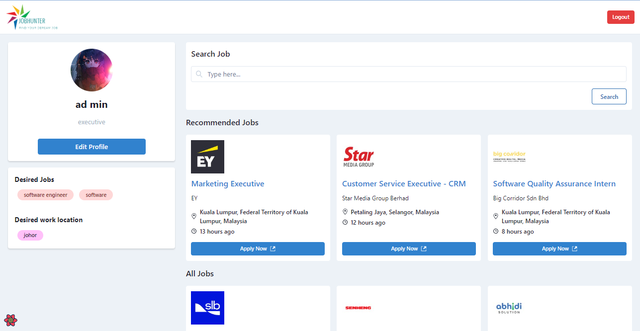 GitHub - ngjupeng/job-search-engine: Full stack web application based on Django and React ...