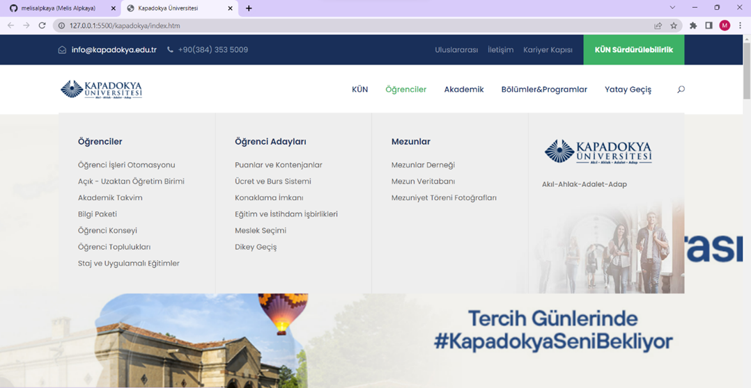 GitHub - melisalpkaya/kapadokya: Cappadocia University Website