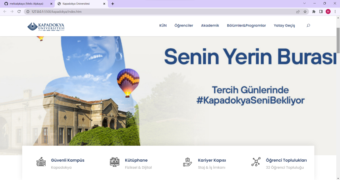 GitHub - melisalpkaya/kapadokya: Cappadocia University Website
