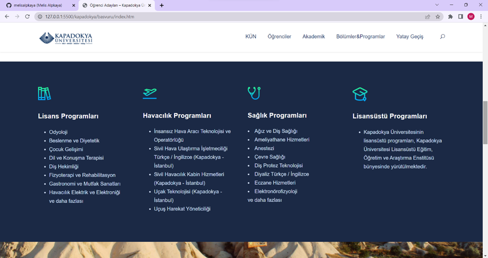 GitHub - melisalpkaya/kapadokya: Cappadocia University Website