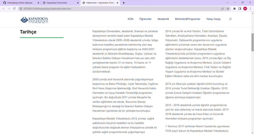 GitHub - melisalpkaya/kapadokya: Cappadocia University Website