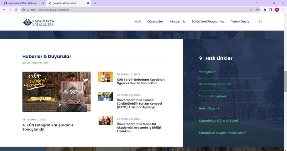 GitHub - melisalpkaya/kapadokya: Cappadocia University Website