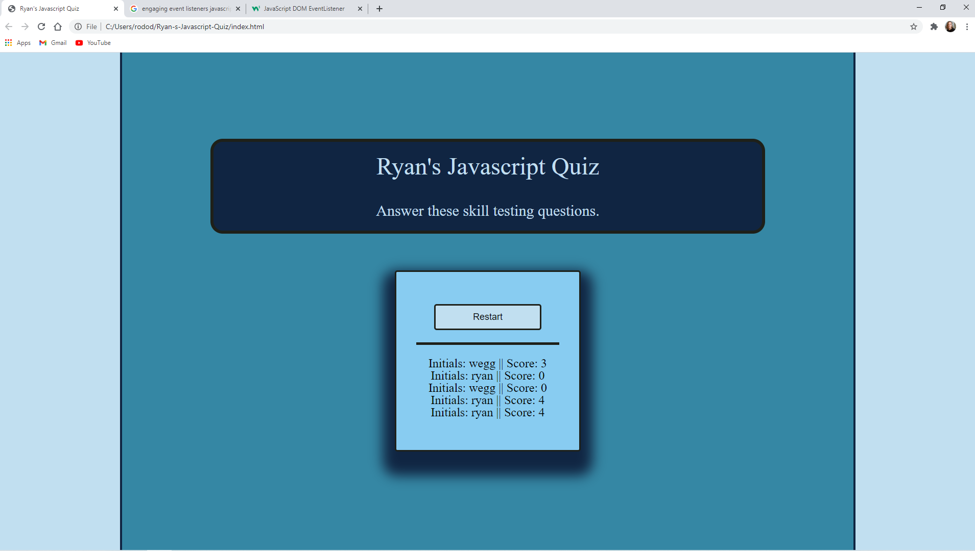 GitHub - RyeBowTie/Ryan-s-Javascript-Quiz
