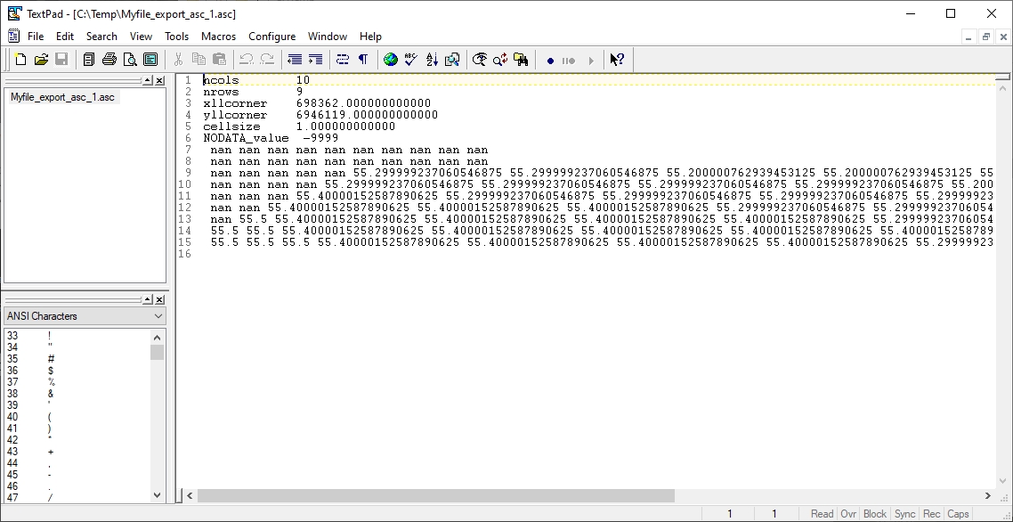 Translate raster in .asc format (AAIgrid) with a specific value NODATA_value=-9999 in the header ...