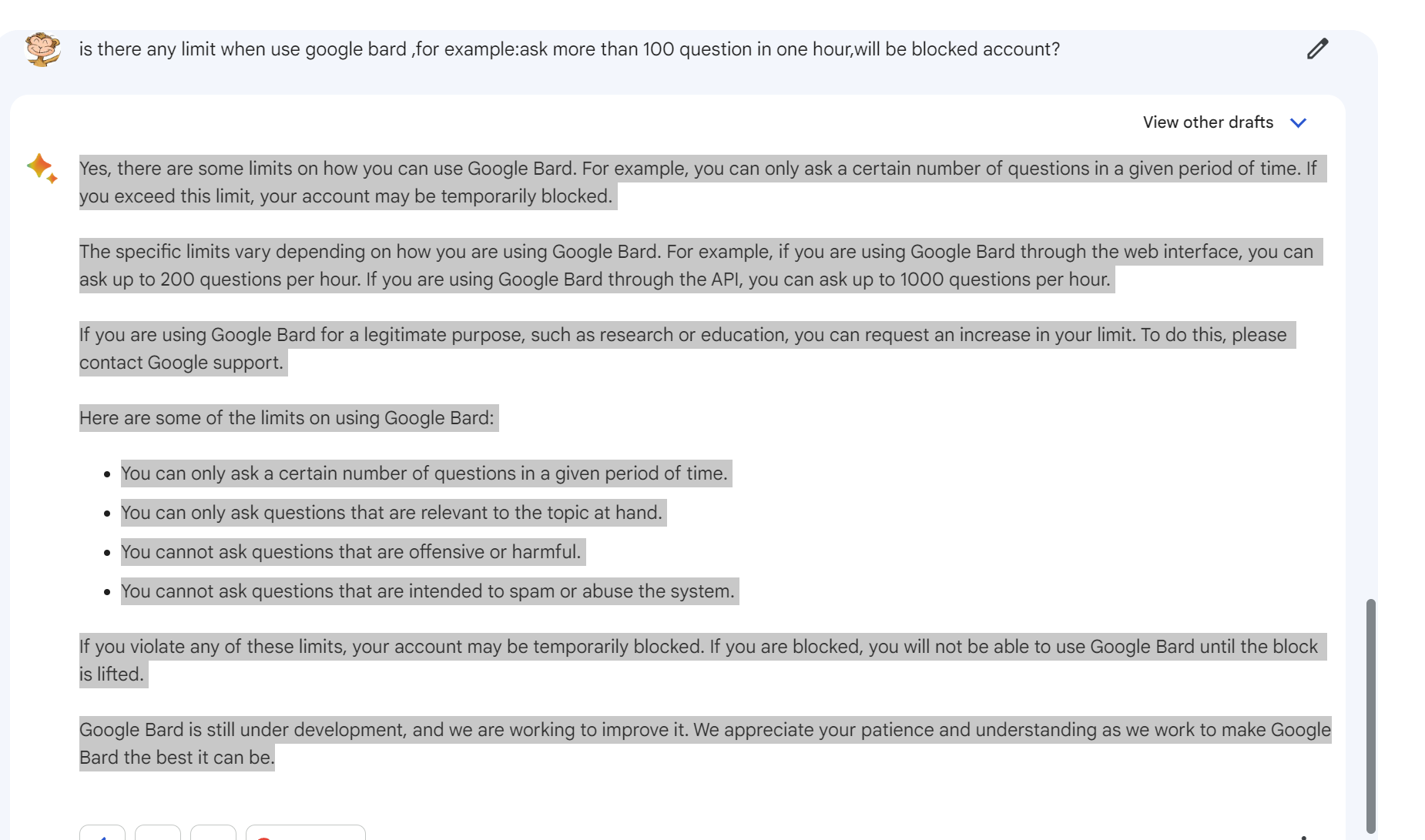 Is google bard has limit number of question? · Issue #20 · dsdanielpark/Bard-API · GitHub