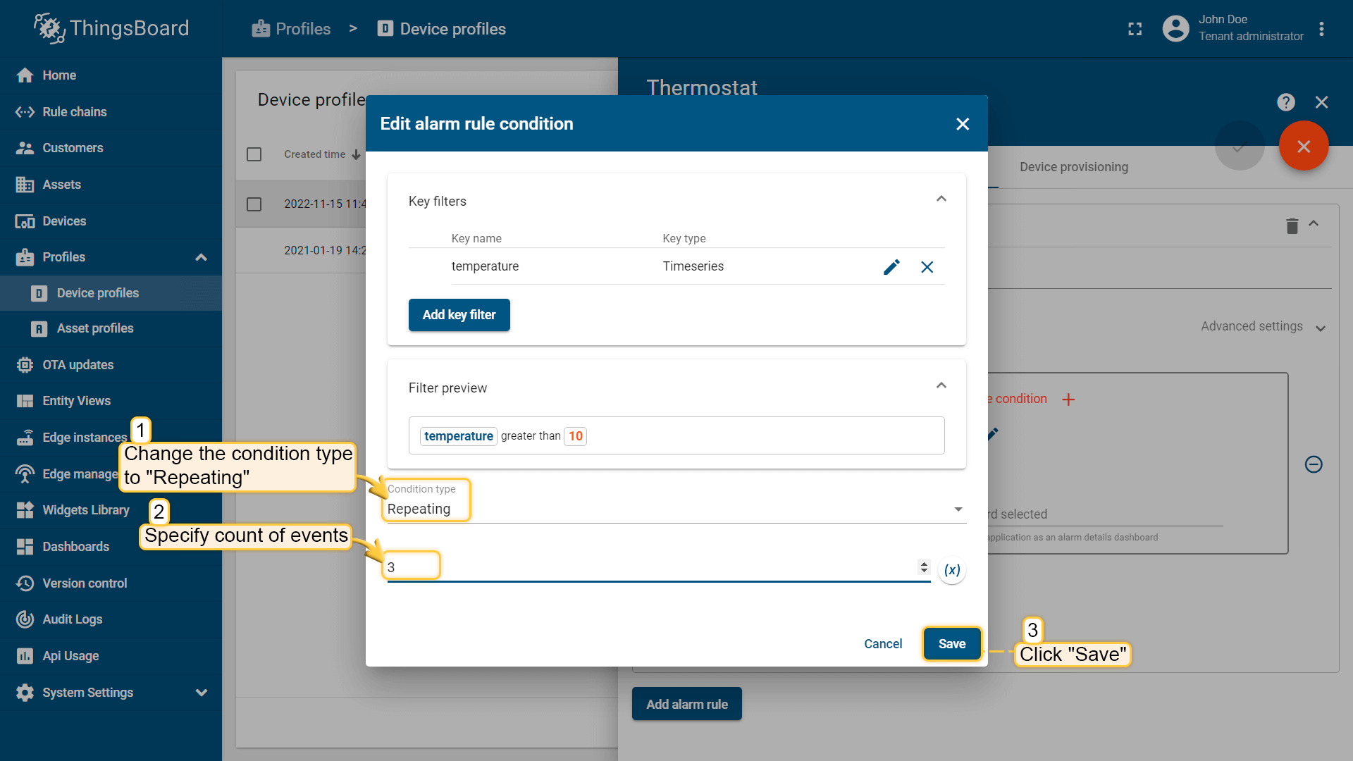 [Question] Alarm condition type == repeated using rule chains · Issue #8080 · thingsboard ...