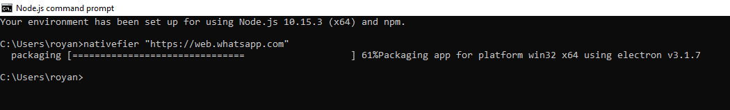 Packaging hangs at 80% · Issue #362 · nativefier/nativefier · GitHub