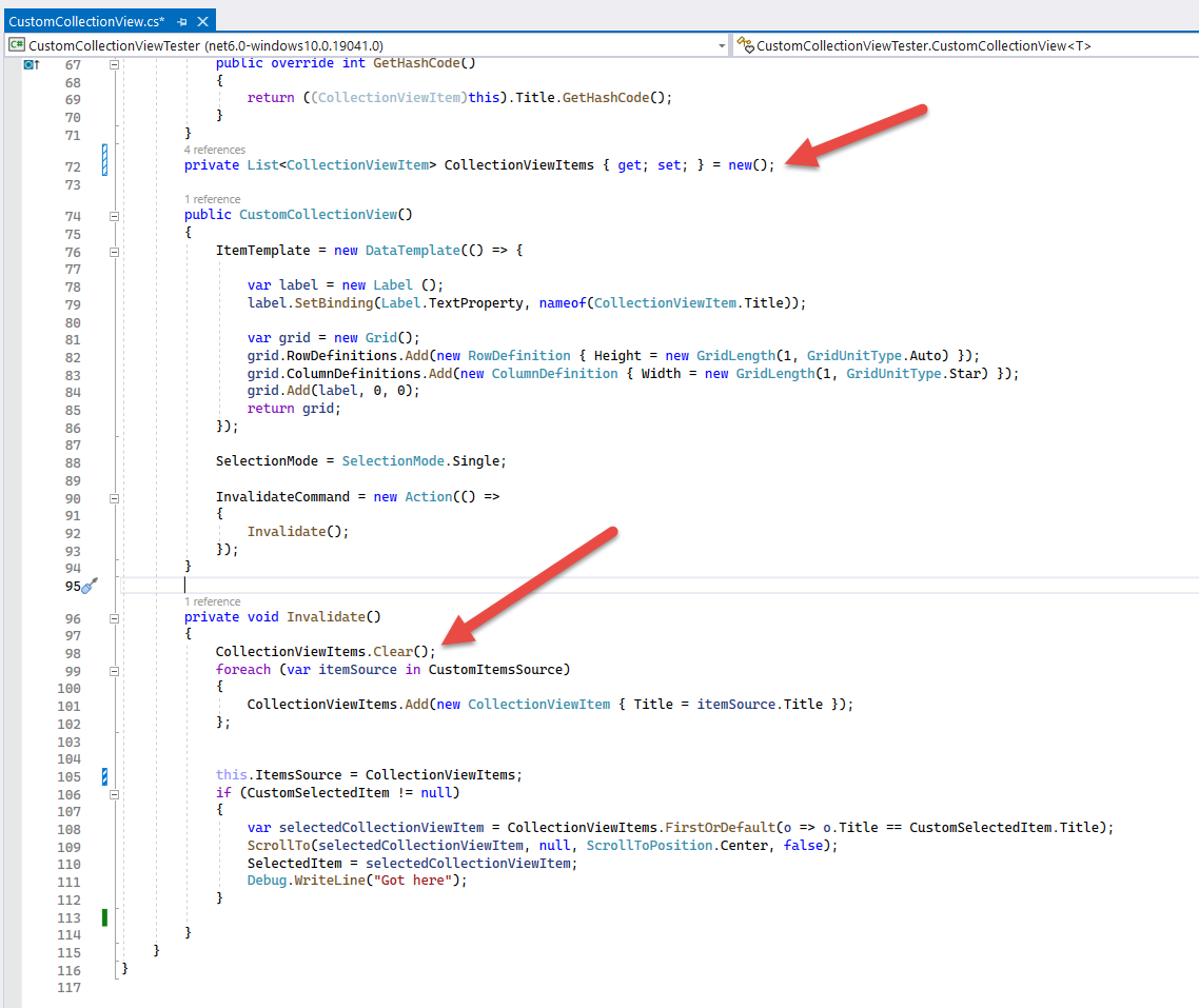 Customised Collectionview Inherited From Does Not Scrollto And Display Selection Correctly