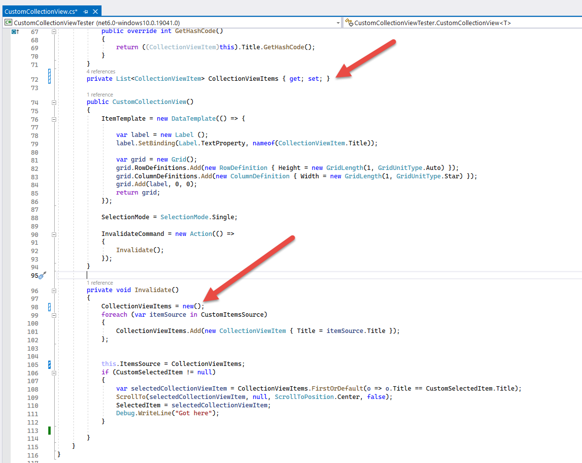 Customised Collectionview Inherited From Does Not [scrollto] And Display Selection Correctly