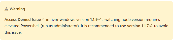 v1.1.7 nvm use version still need admin ? · coreybutler nvm-windows · Discussion #1022 · GitHub