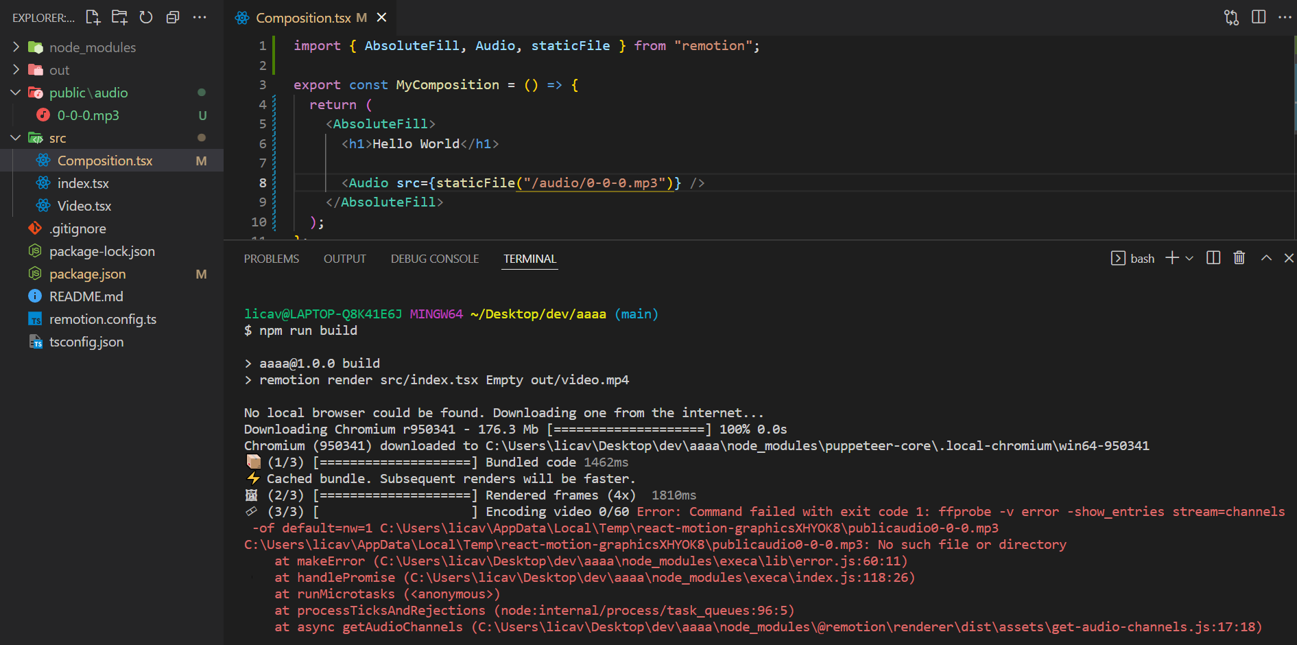 staticFile wont load MP3 file · Issue #908 · remotion-dev/remotion · GitHub