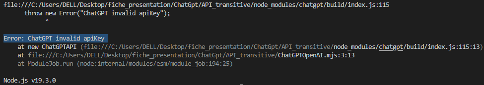 I get : ChatGPTError: ChatGPT invalid session token ( I am using a valid key from OpenAI with a ...