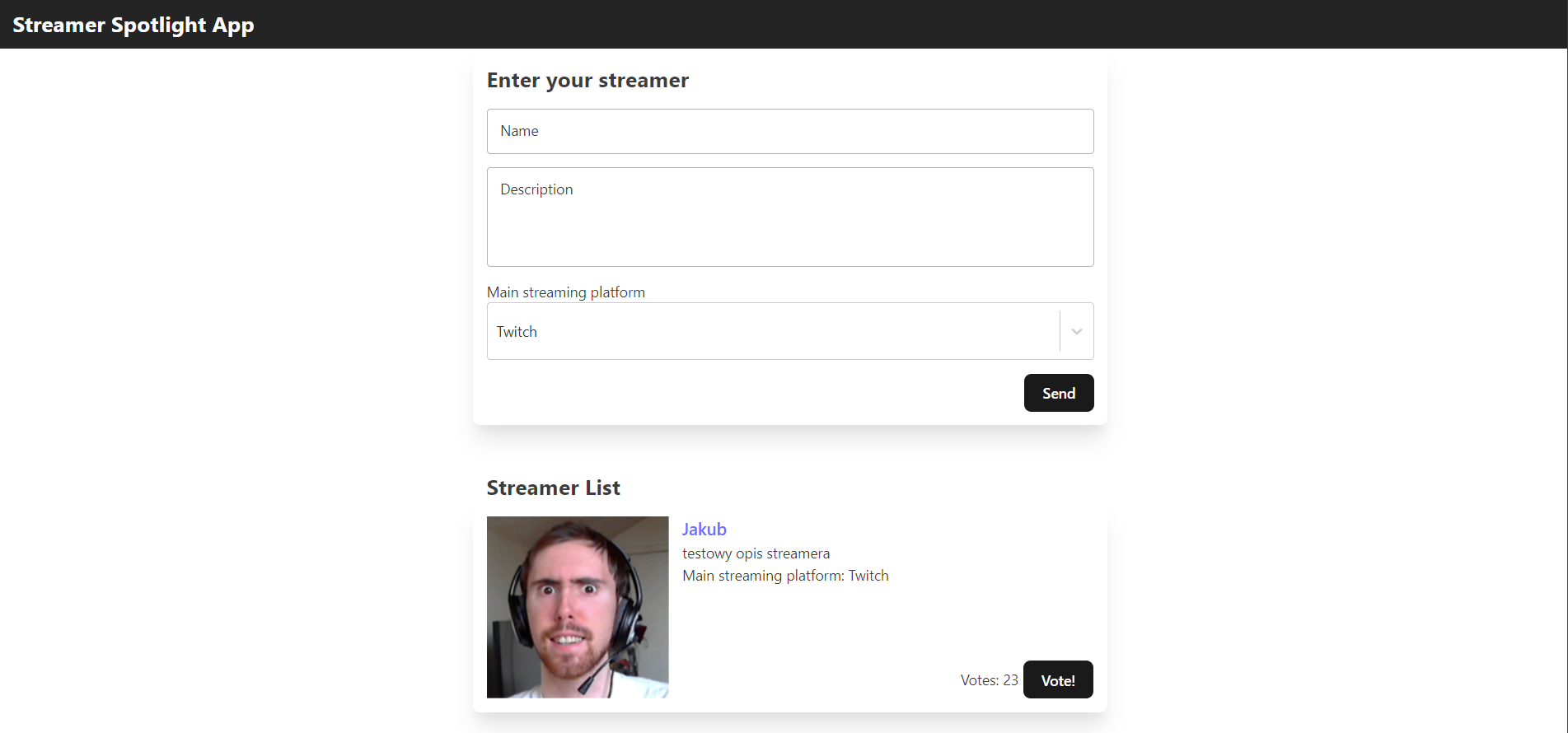GitHub - GoraJakub/streamer-spotlight-web