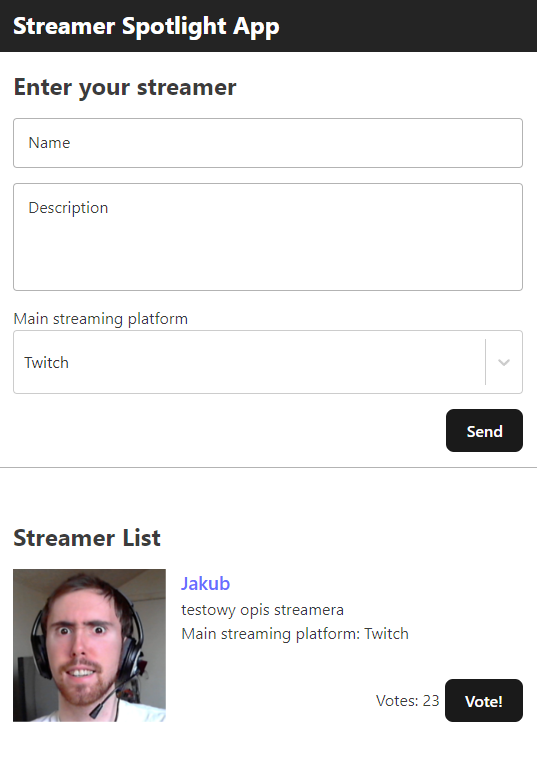 GitHub - GoraJakub/streamer-spotlight-web