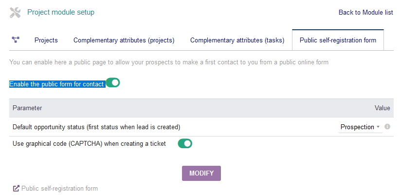 Add Captcha parameter in the setup of Public self-registration form in projects/leads · Issue ...