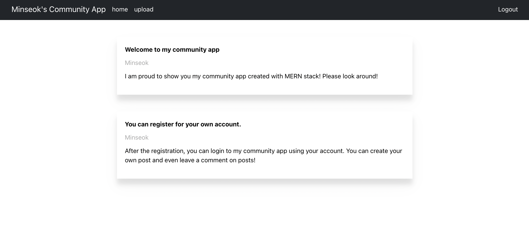 GitHub - Minseok-Sakong/community-app: Build community-app with React