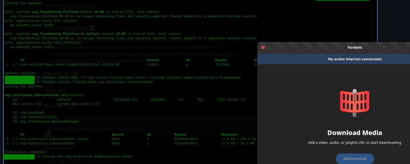 "No active internet connection" in Parabolic · Issue #518 · NickvisionApps/Parabolic · GitHub