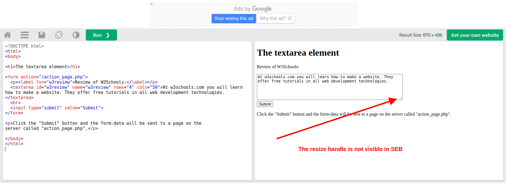 Text area in Quiz with Question Type Short answer not resizable on mac ...