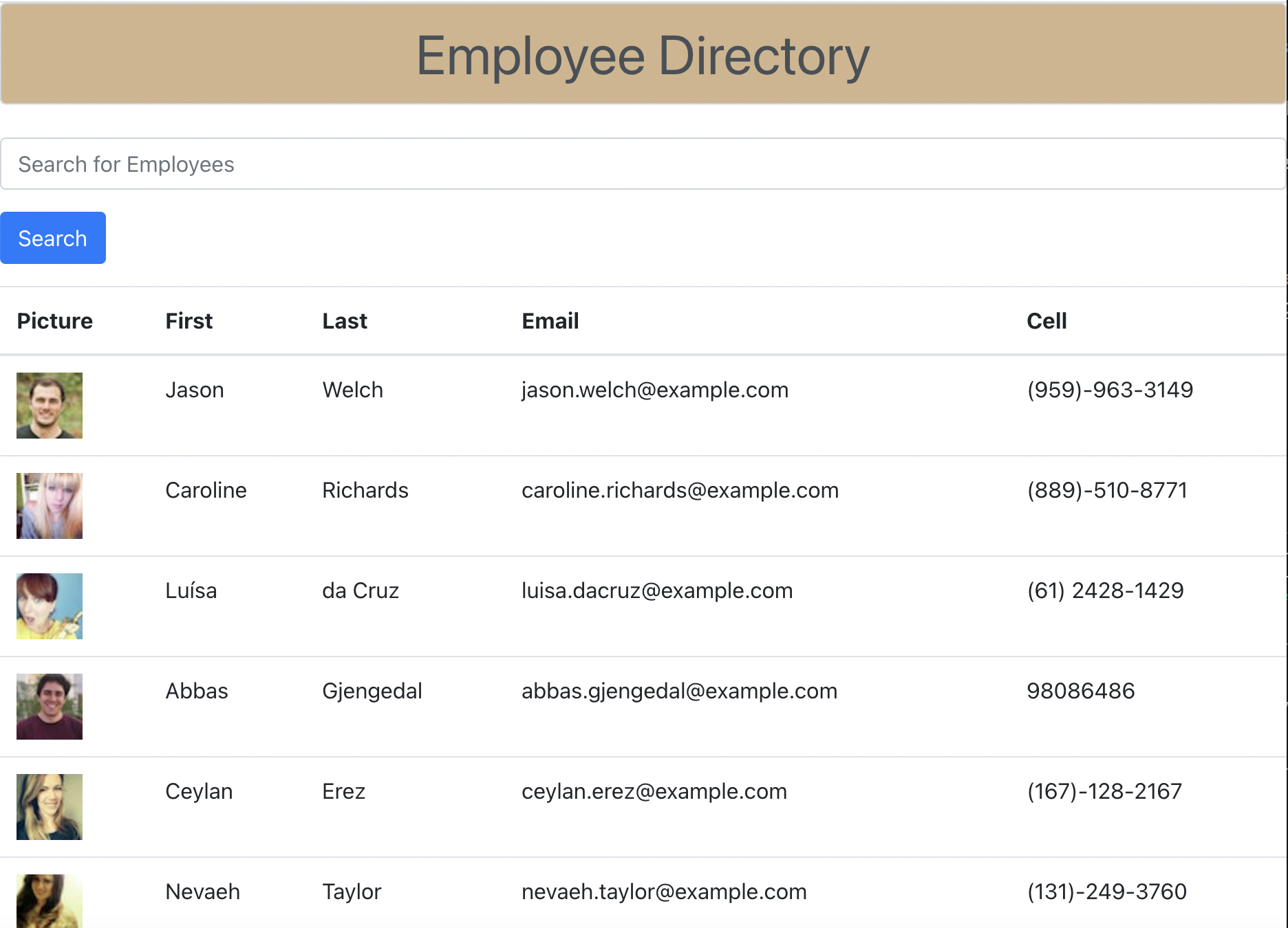 GitHub - Rophillips/employee-directory: As a user, I want to be able to ...