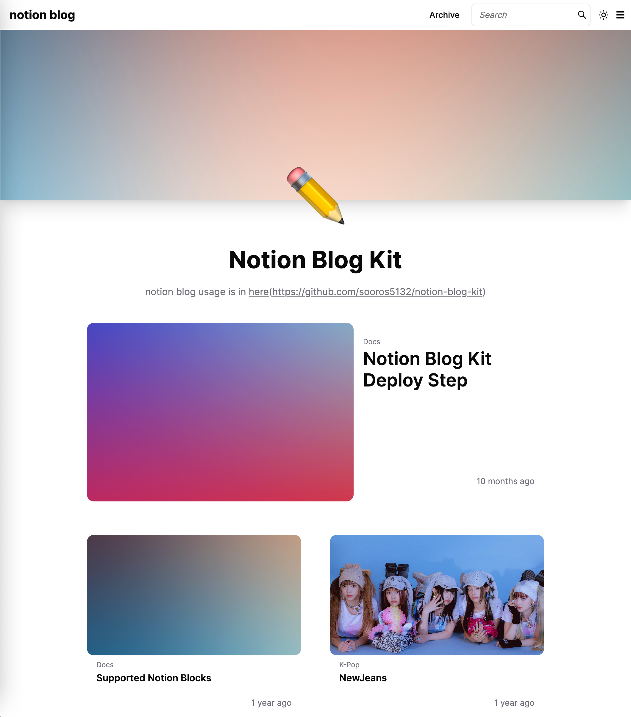 GitHub - sooros5132/notion-blog-kit: A statically generated blog using Next.js, Notion Api.