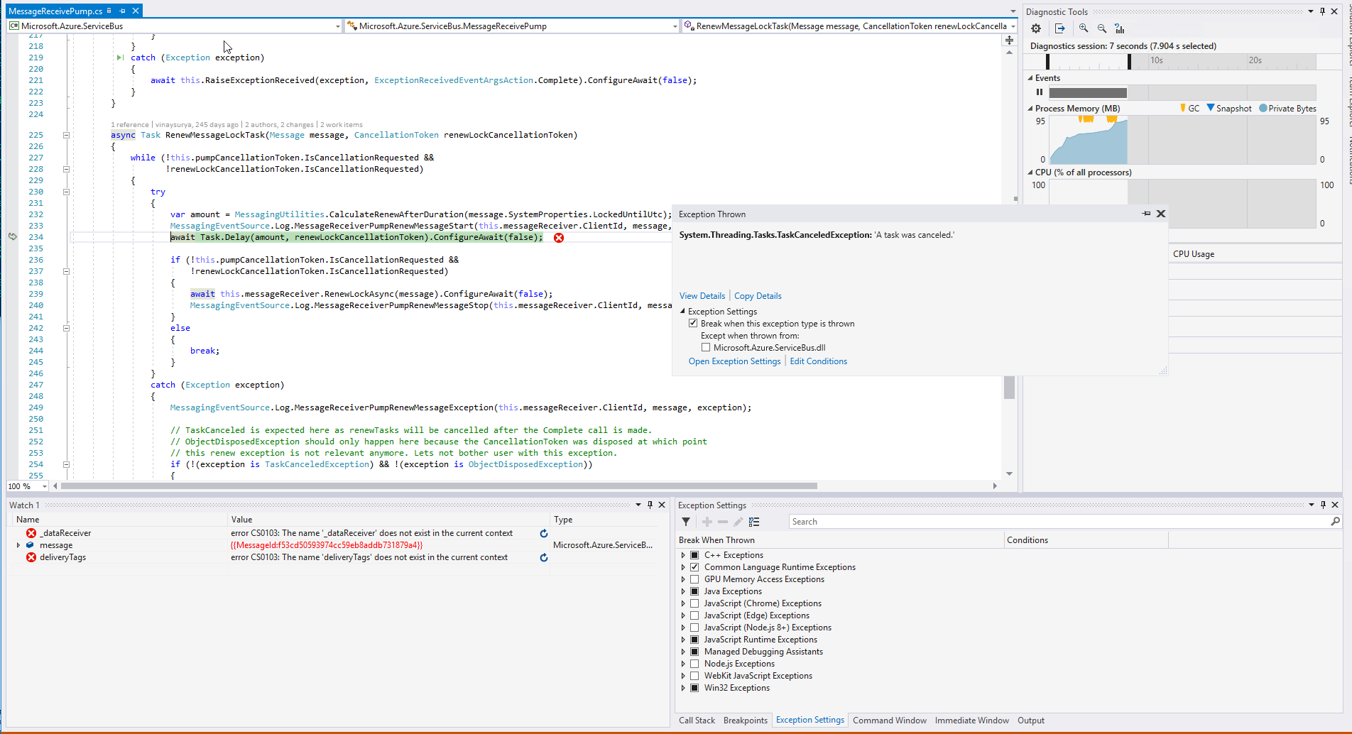 Service Bus Timeout Exception · Issue 529 · Azure Azure Service Bus Dotnet · Github